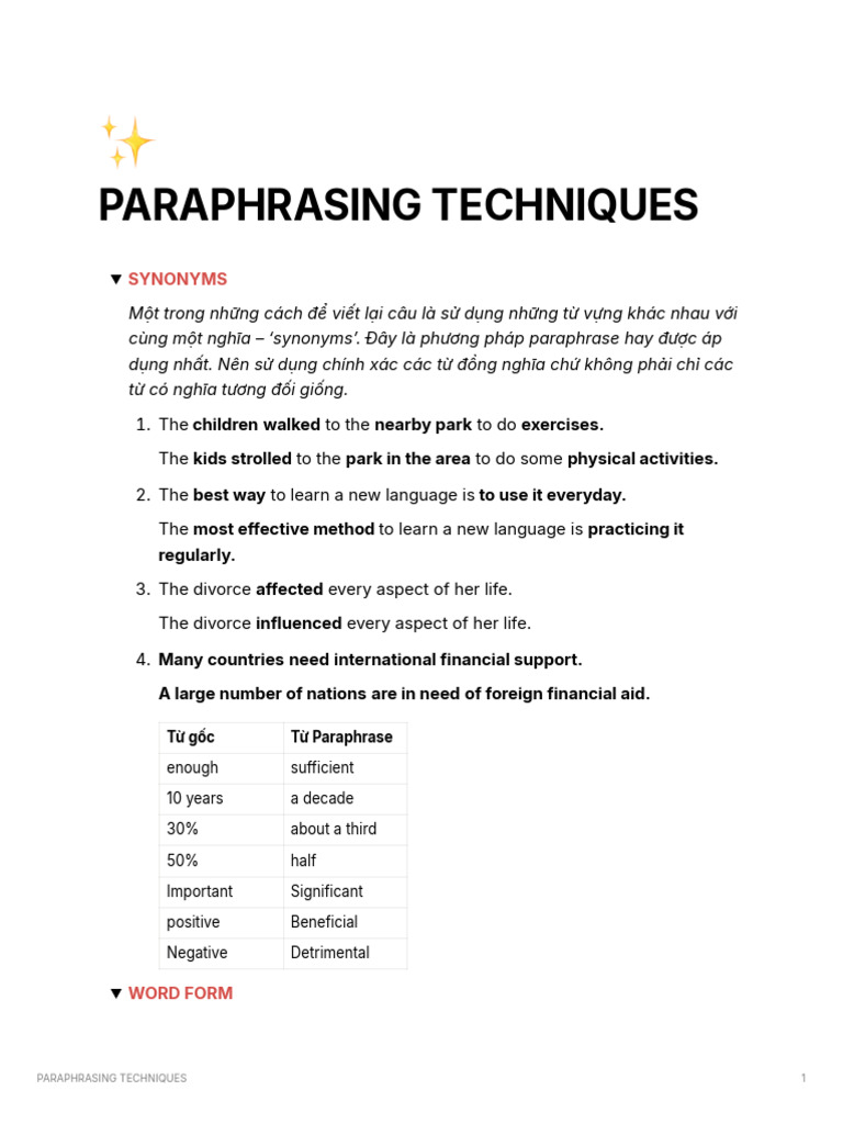 PARAPHRASING_TECHNIQUES | PDF
