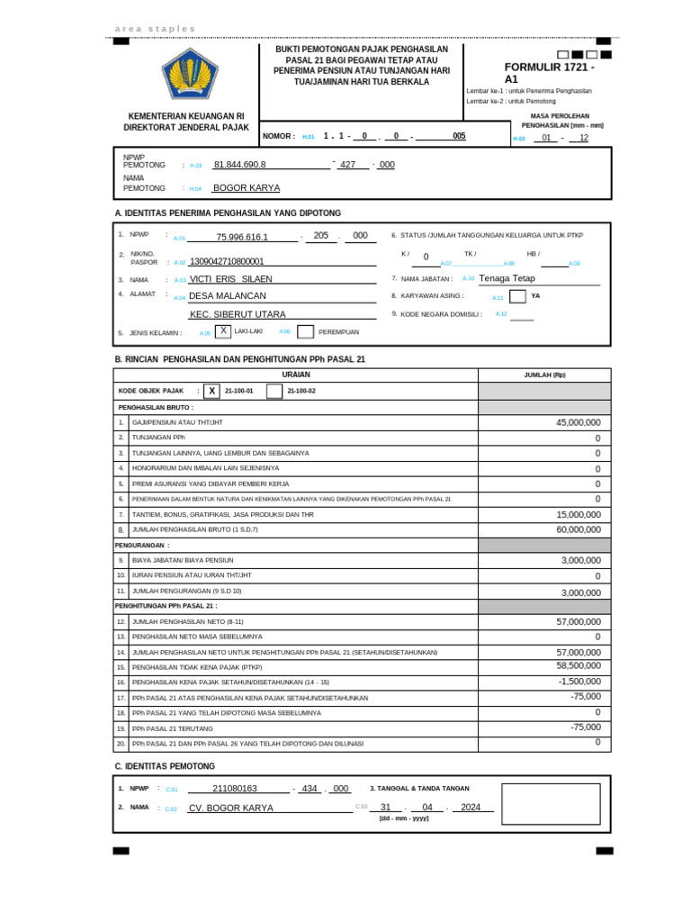 Potongan Pajak Eris | PDF