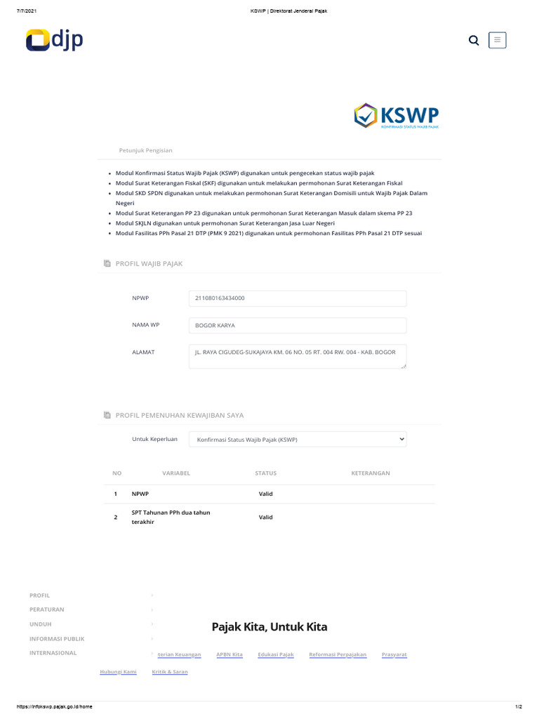 KSWP Dan SPT Tahunan | PDF