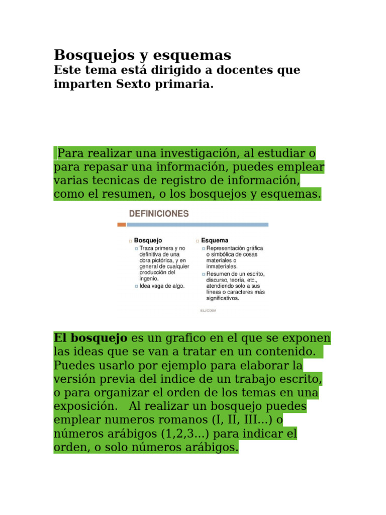 Bosquejos y esquemas 6to. | PDF | Cognición | Ciencia cognitiva