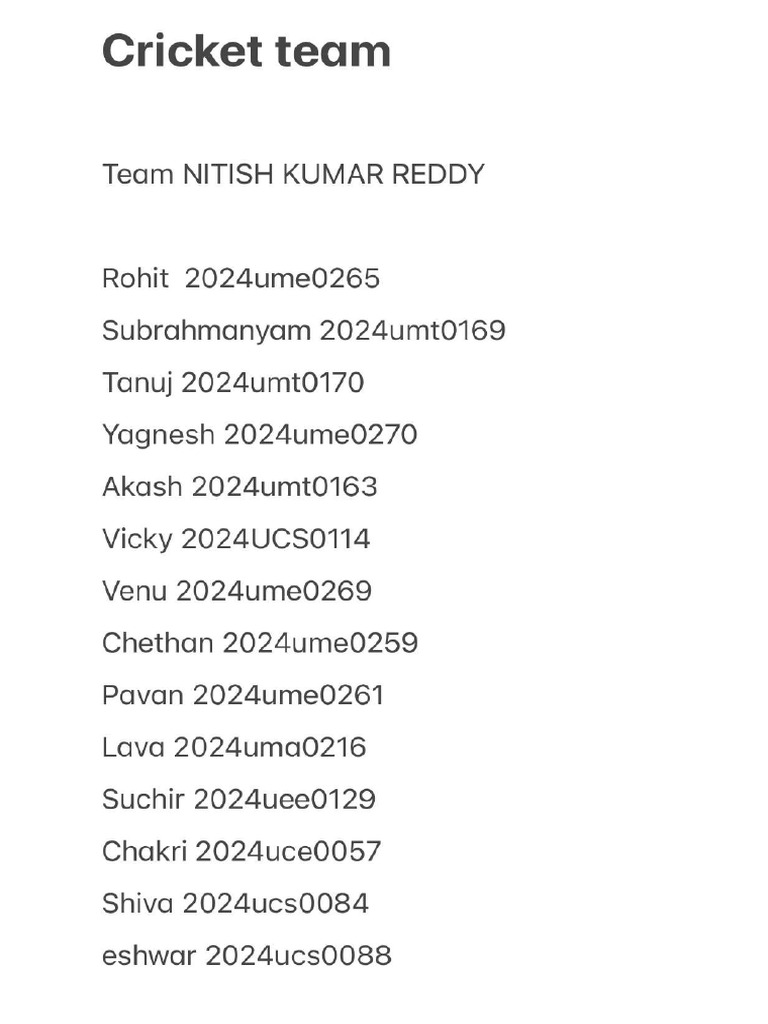 Cricket Team NKR | PDF