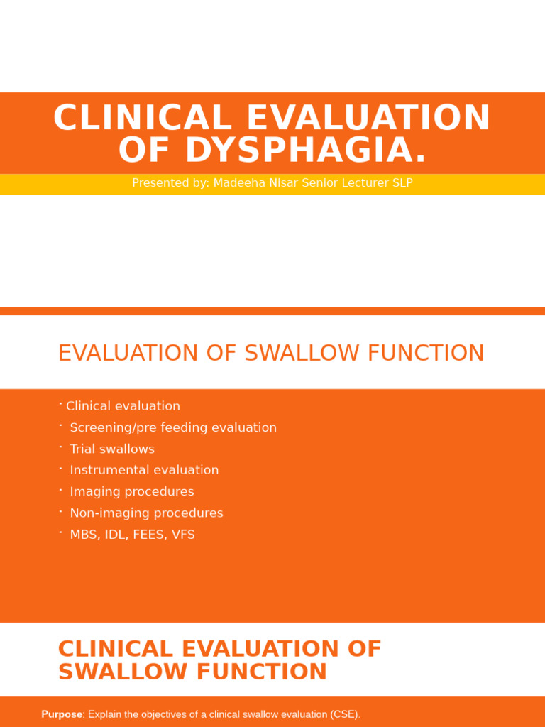 Clinical Evaluation of Dysphagia 4 | PDF | Medicine | Clinical Medicine