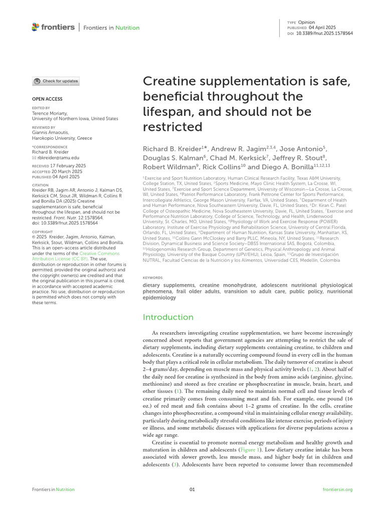 Creatine Research doccuments | PDF | Dietary Supplements | Diet (Nutrition)