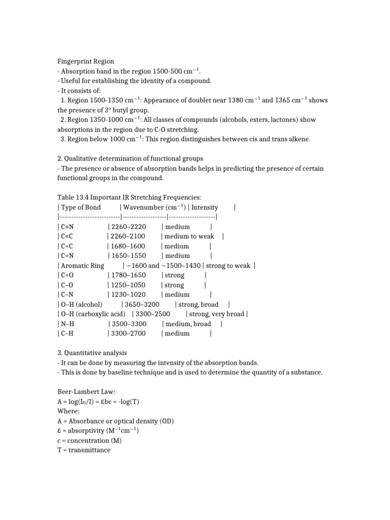 IR Spectroscopy Notes | PDF | Infrared Spectroscopy | Absorption ...