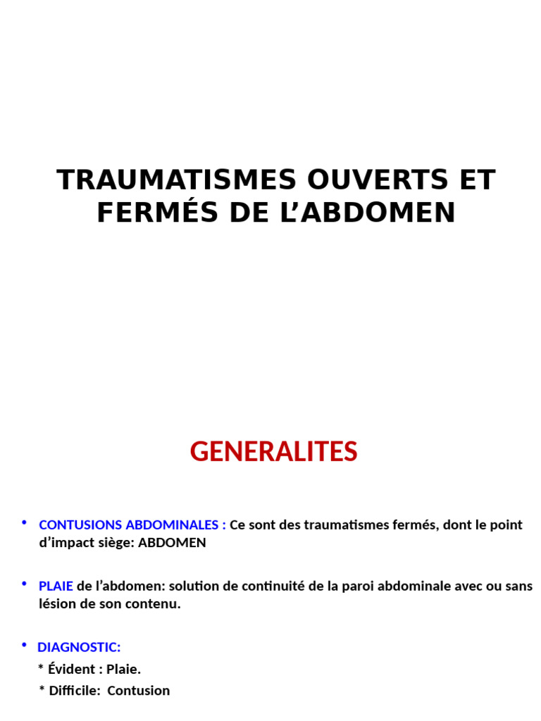 04-Contusions Et Plaies de l'Abdomen | PDF | Pancréas | Foie