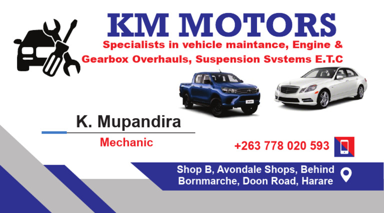 KM Motors MECHANICS BUSINESS CARD | PDF