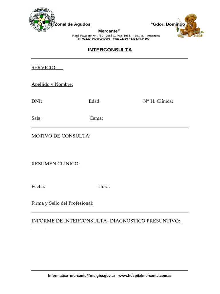 Informe de Interconsulta Hospitalaria | PDF