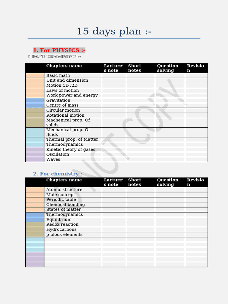 15 Days Plan | PDF