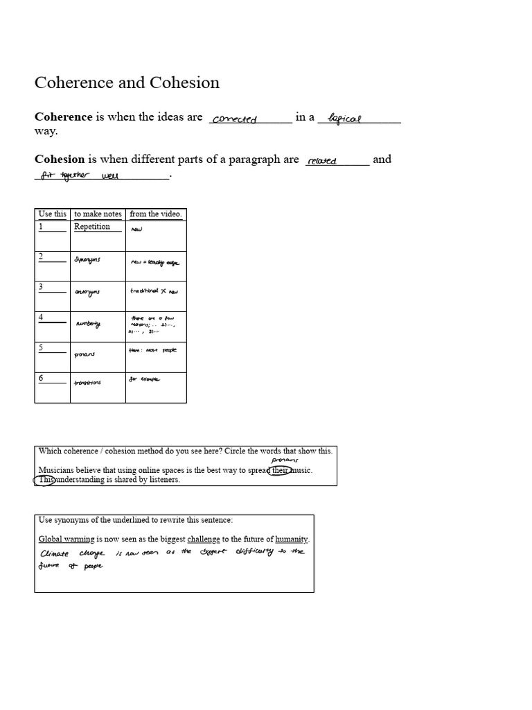 Coherence and Cohesion Explained | PDF