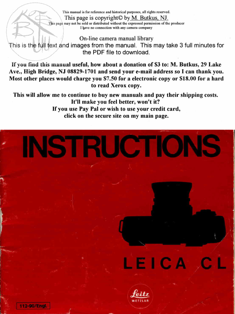 Leica CL Camera User Guide | PDF | Camera Lens | Camera
