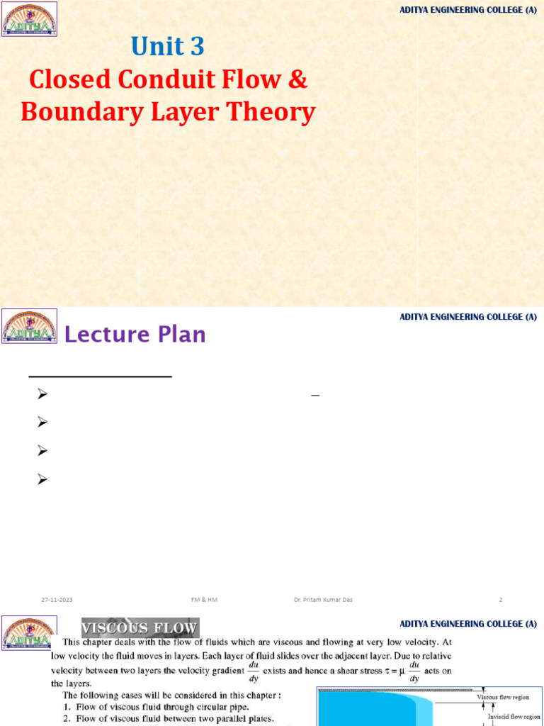 Closed Conduit Flow & Boundary Layer Theory | PDF | Laminar Flow ...