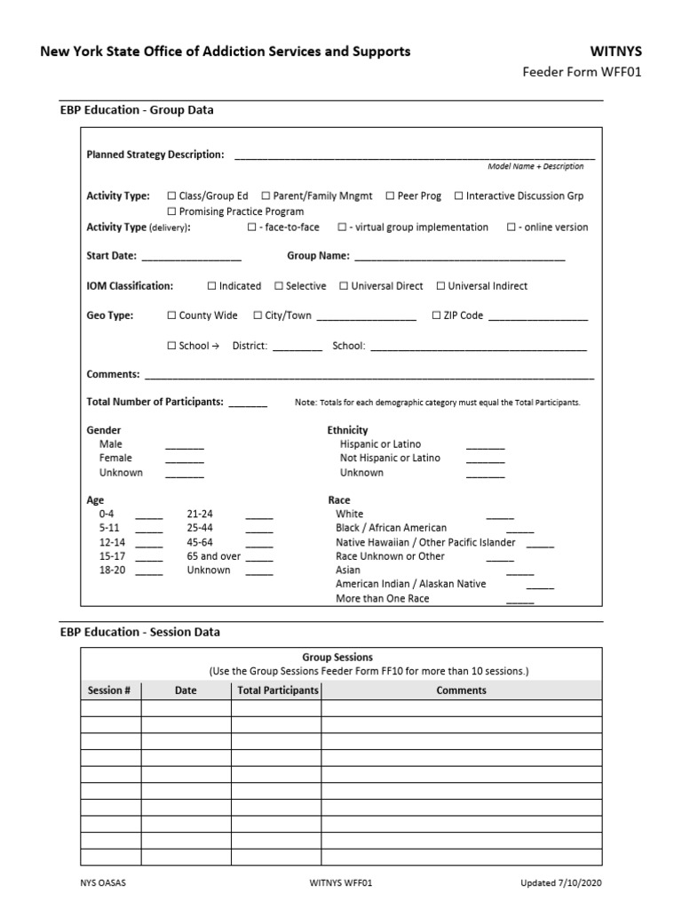 NYS OASAS EBP Education Group Data Form | PDF | Race And Ethnicity In ...
