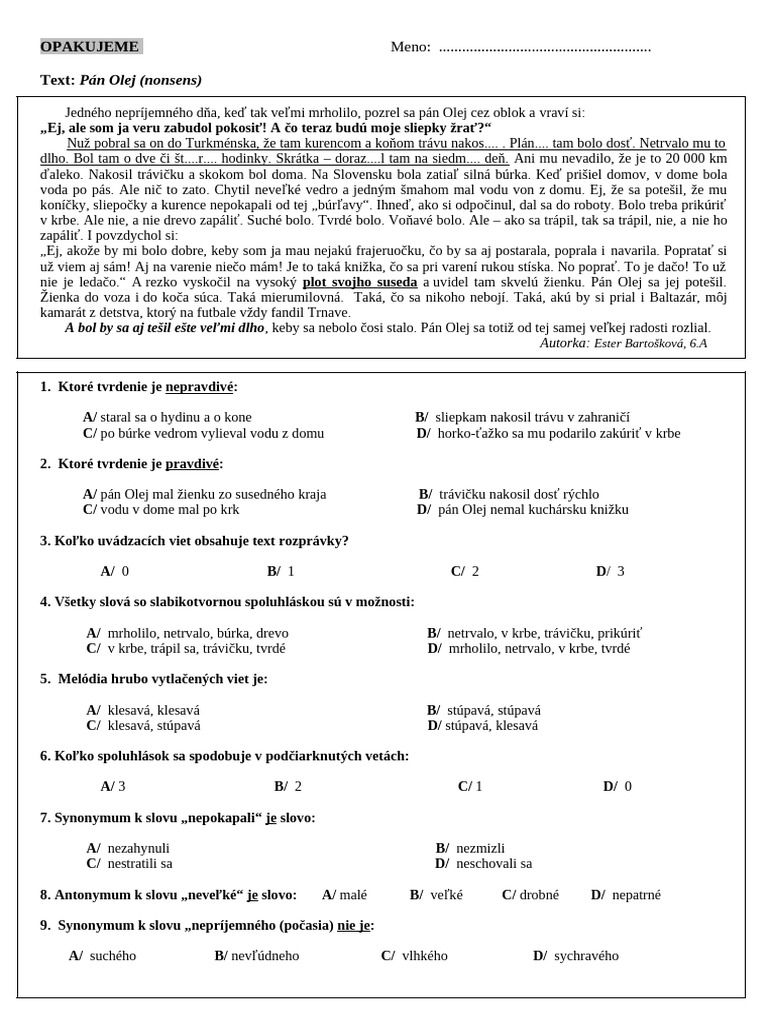SJL Opakovanie Iii | PDF