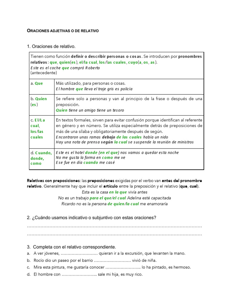 Oraciones de Relativo | PDF | Lingüística