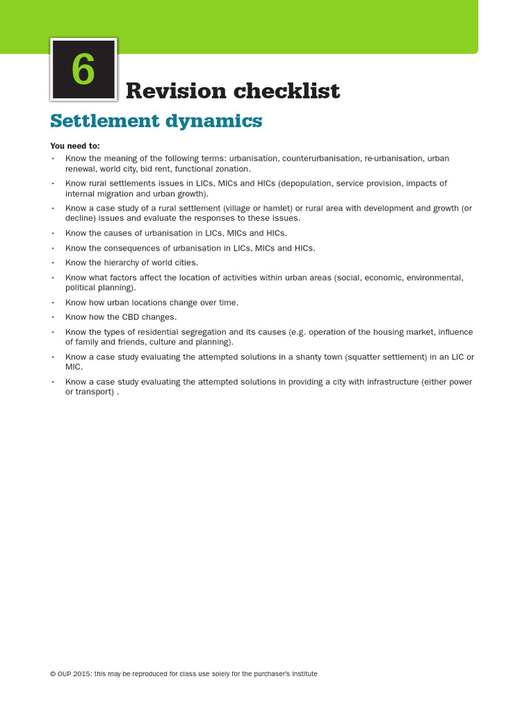 Revision Checklist Chapter6 | PDF