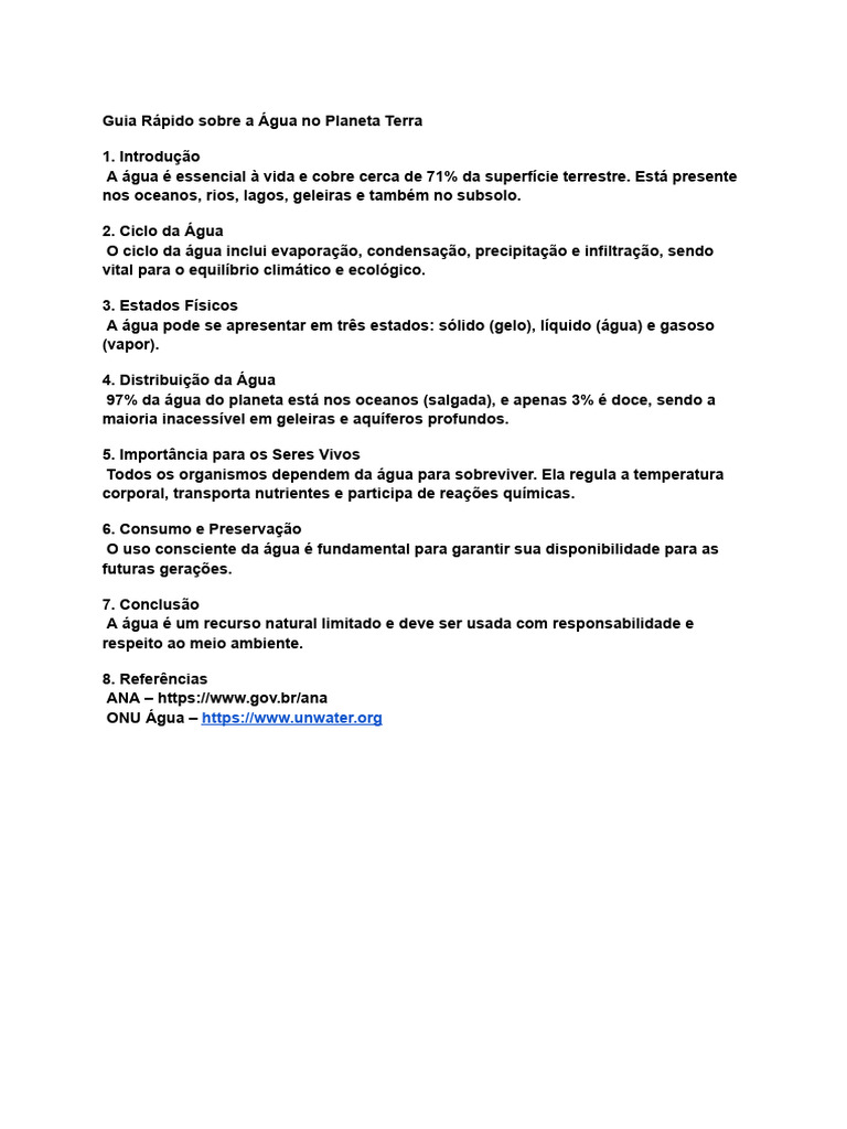 Guia Rápido Sobre A Água No Planeta Terra | PDF