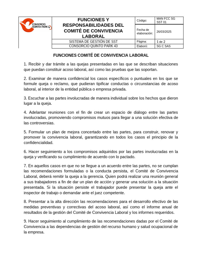 Funciones y Responsabilidades Del CCL | PDF