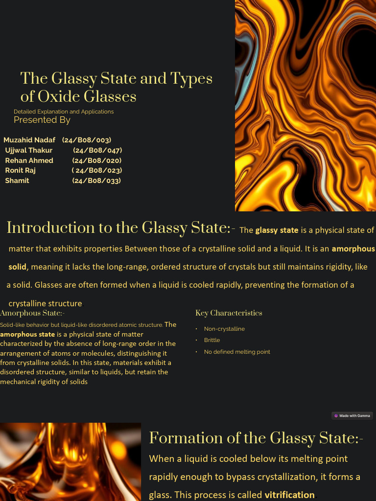 Glassy State and Oxide Glasses Explained | PDF | Glasses | Amorphous Solid
