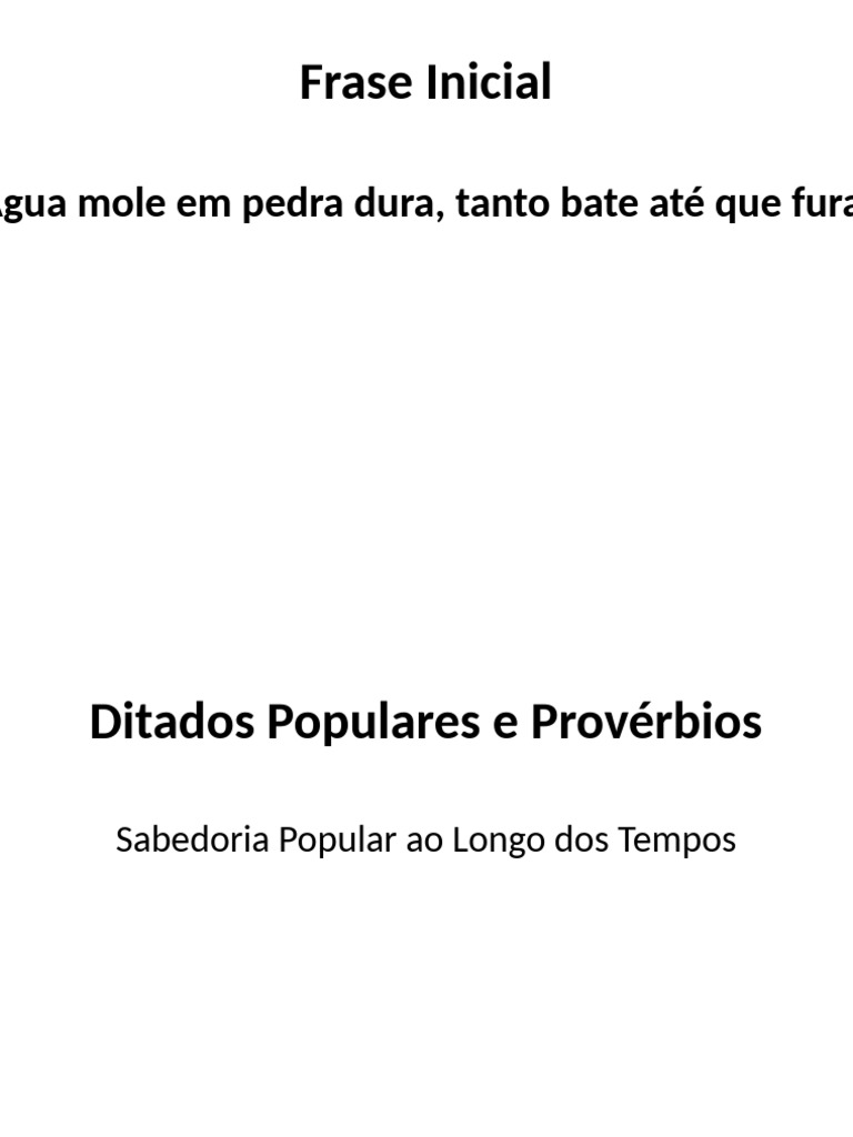 Ditados e Provérbios: Sabedoria Popular | PDF