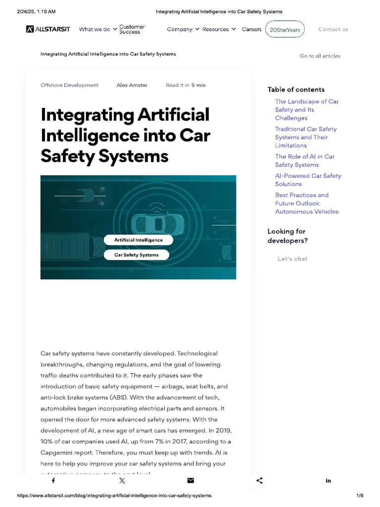 43-Integrating Artificial Intelligence Into Car Safety Systems | PDF