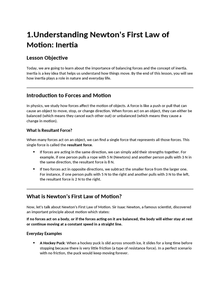 TMAI - Understanding Inertia and Newtons First Law of Motion | PDF ...