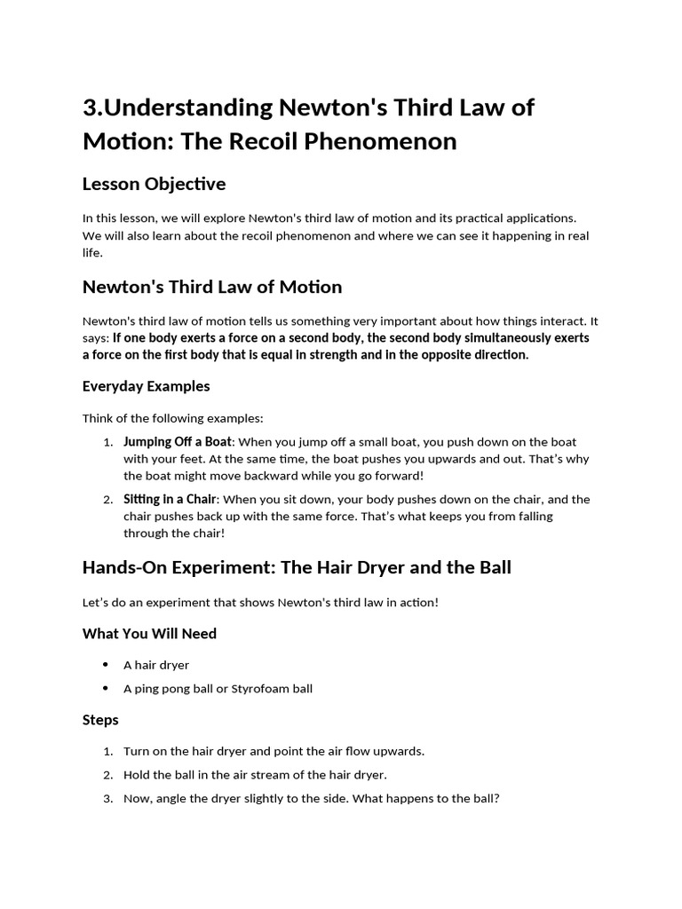 TMAI - Understanding Newtons Third Law of Motion and Recoil Phenomenon ...