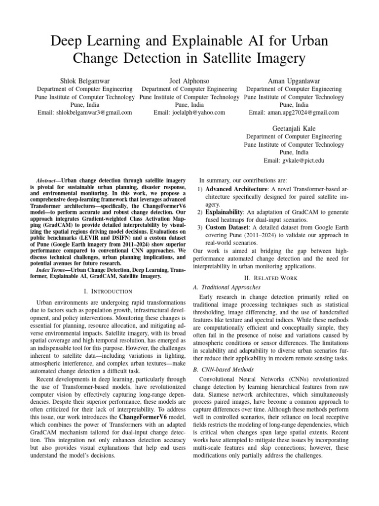 Deep Learning and Explainable AI For Urban Change Detection in Satellite Imagery | PDF | Remote ...