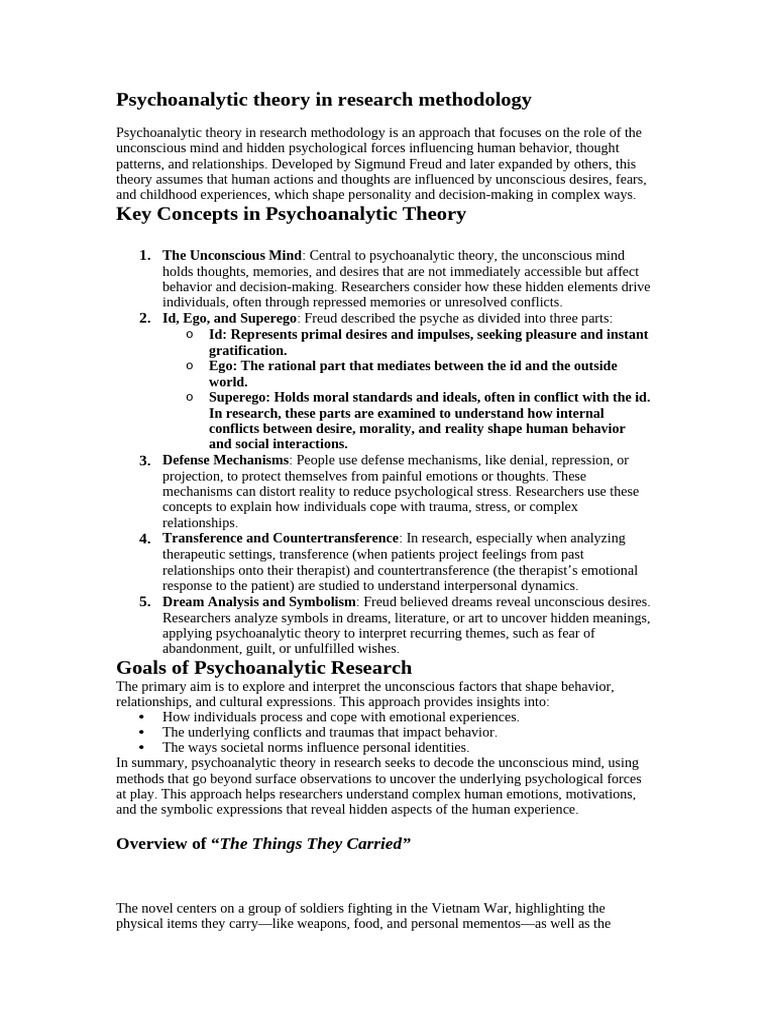 Psychoanalytic Theory in Research Methodology | PDF | Psychoanalysis ...
