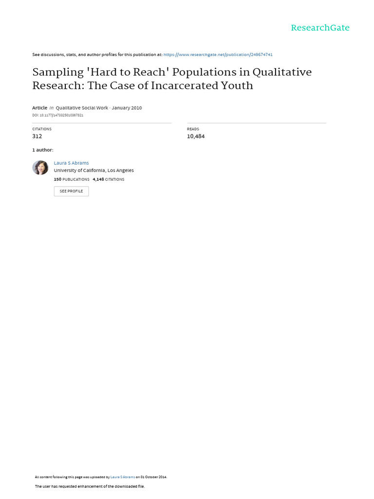 Sampling Hard To Reach Populations in Qualitativ | PDF | Qualitative ...