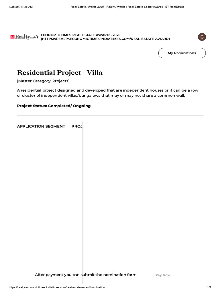 Real Estate Awards 2025 - Realty Awards - Real Estate Sector Awards - ET RealEstate | PDF