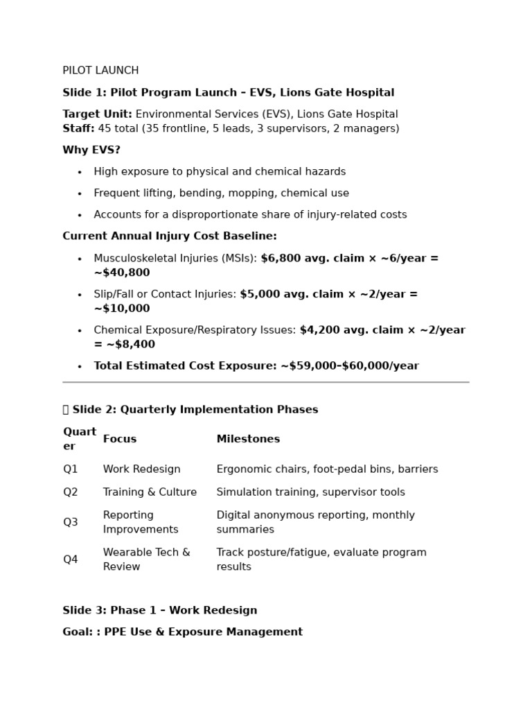 EVS Pilot Program Launch Overview | PDF | Personal Protective Equipment ...