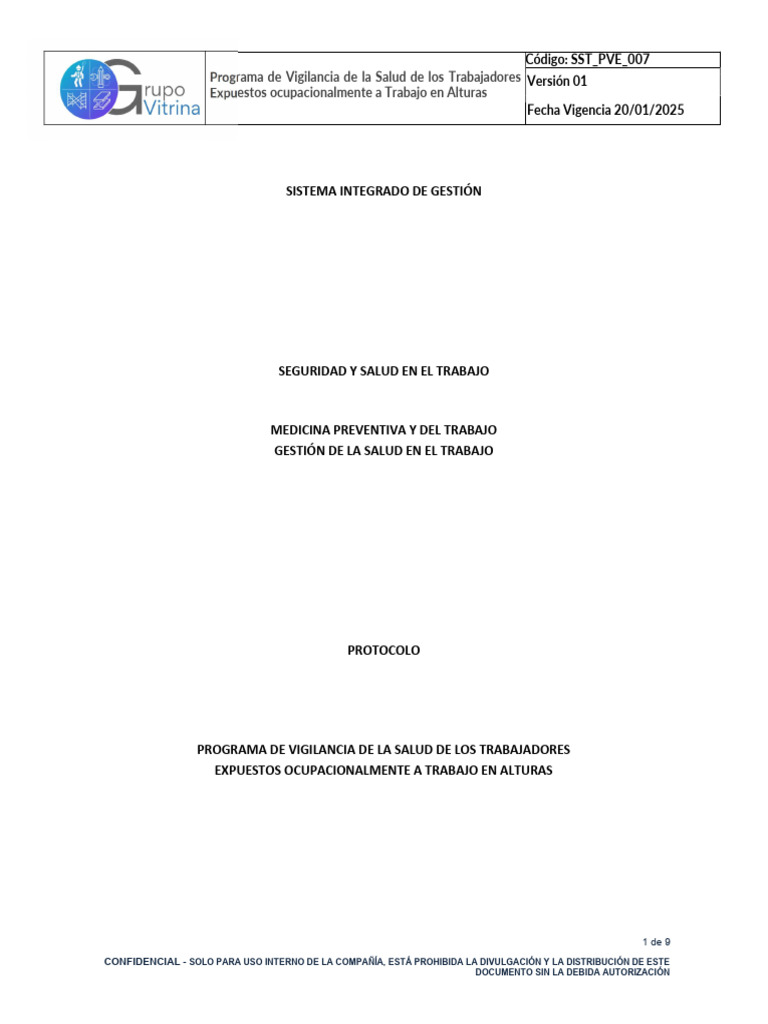 ANEXO 5 SST - PVE - 007 PVE Trabajo en Alturas V1 | PDF