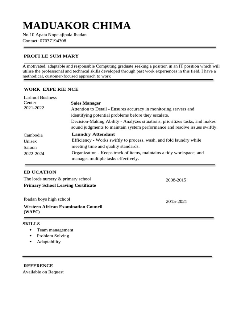 Chibuoke Victor Resume | PDF