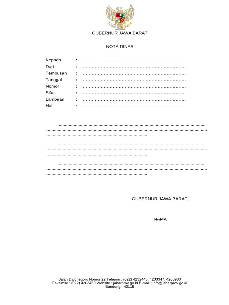 Nota Dinas Gubernur Jawa Barat | PDF
