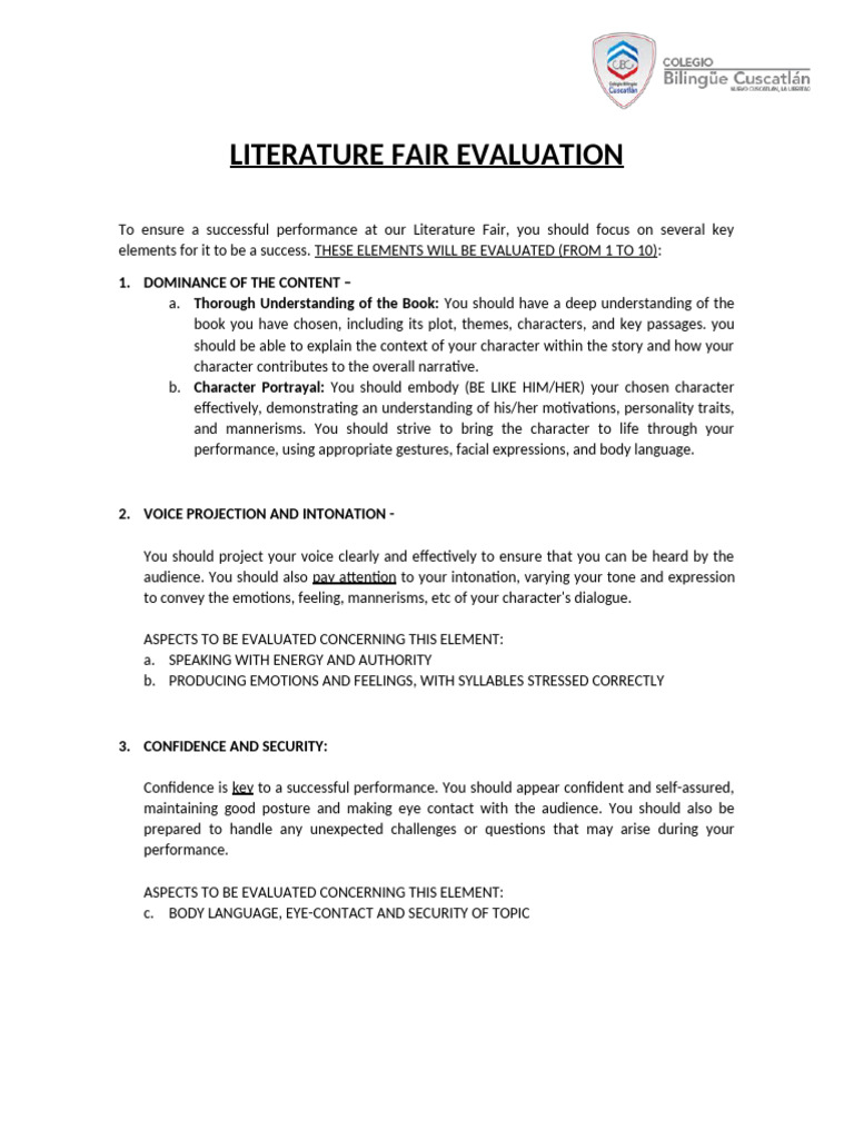 Literature Fair Evaluation | PDF | Body Language | Human Communication