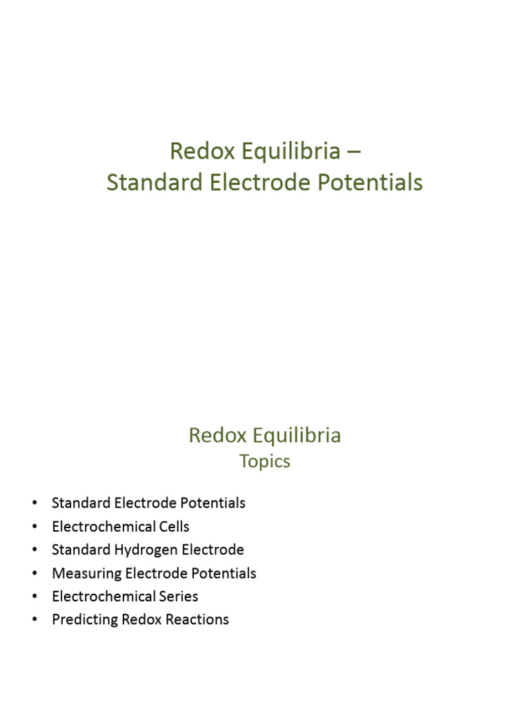 M2-6A - Standard Electrode Potentials-1 | PDF | Redox | Electrochemistry