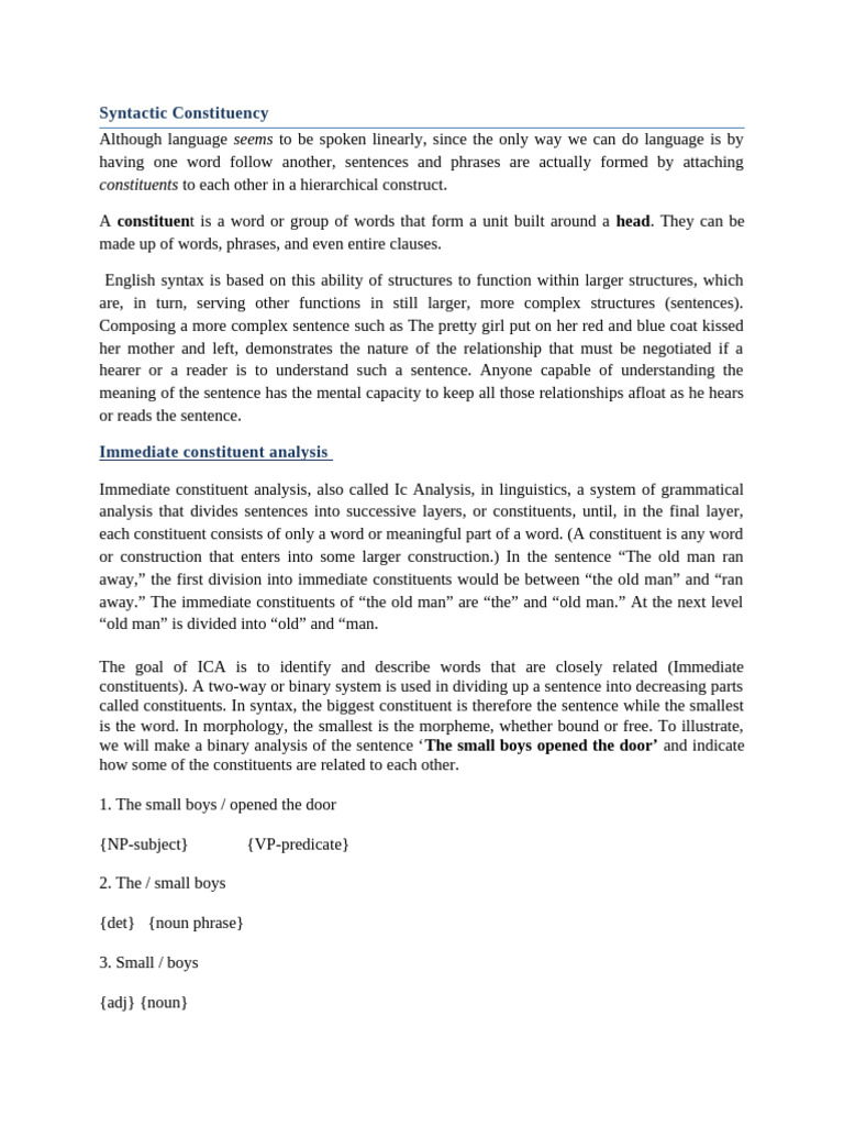 Constituency Analysis | PDF | Phrase | Syntax