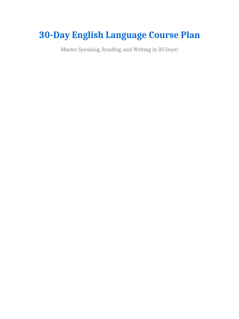 30-Day English Language Mastery Plan | PDF
