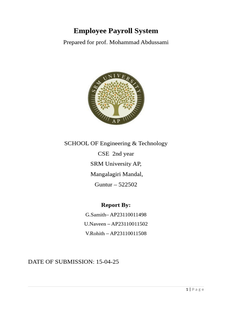 Employee Payroll System Report | PDF | Payroll | Databases