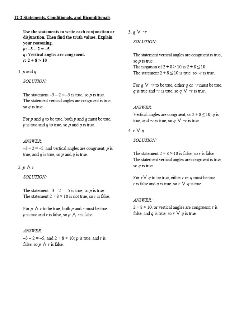 12_2_Statements_Conditionals_and_Biconditionals | PDF | Logic | Euclidean Geometry