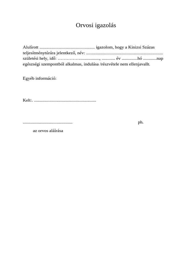 Orvosi Igazolas Minta | PDF
