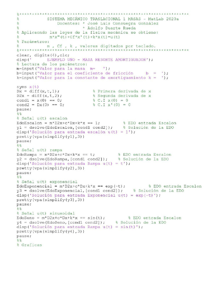 EJ04 (Modelo EDO - Matlab 2020) | PDF