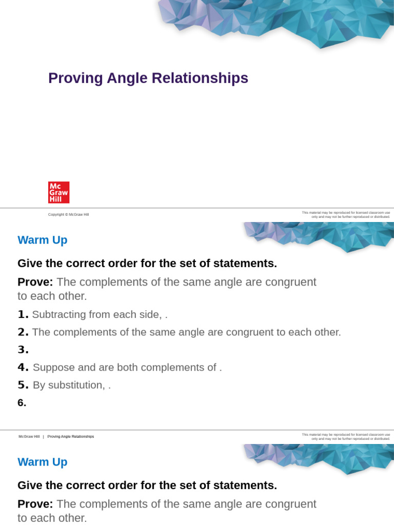 12-06 ProvingAngleRelationships | PDF | Perpendicular | Mathematical Proof
