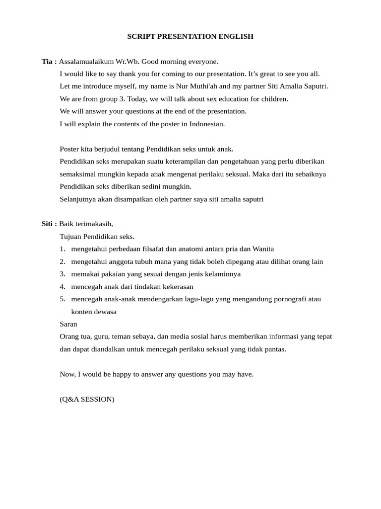 Script Presentation English | PDF