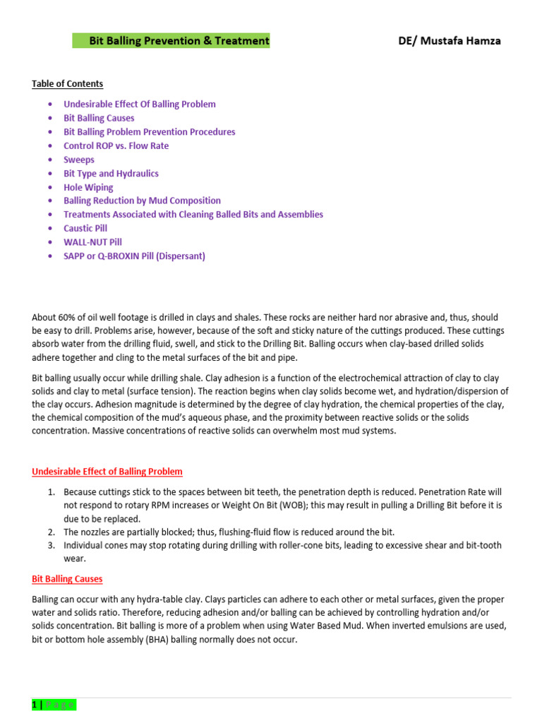 Bit Balling Causes & Prevention. | PDF | Surfactant | Corrosion