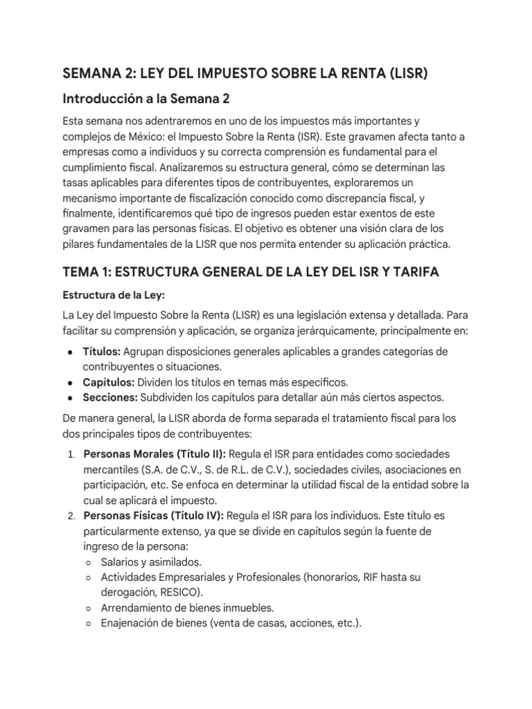 Ley del ISR: Estructura y Exenciones | PDF | Impuesto sobre la renta ...