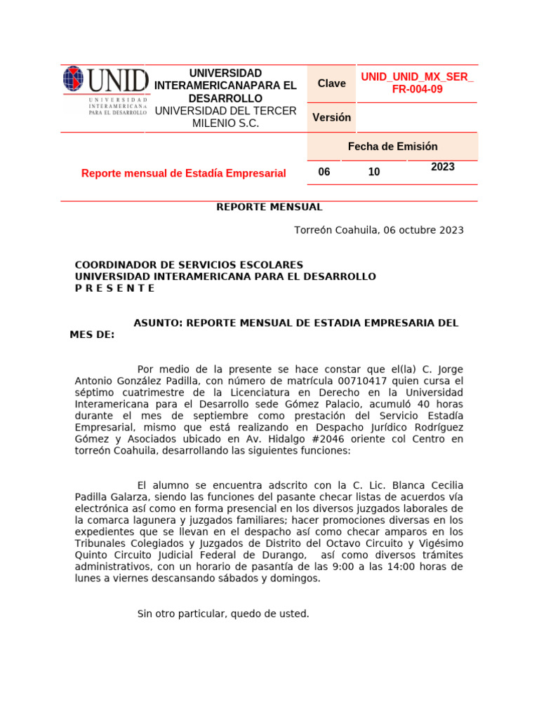 Reporte Mensual Septiembre 2023 | PDF
