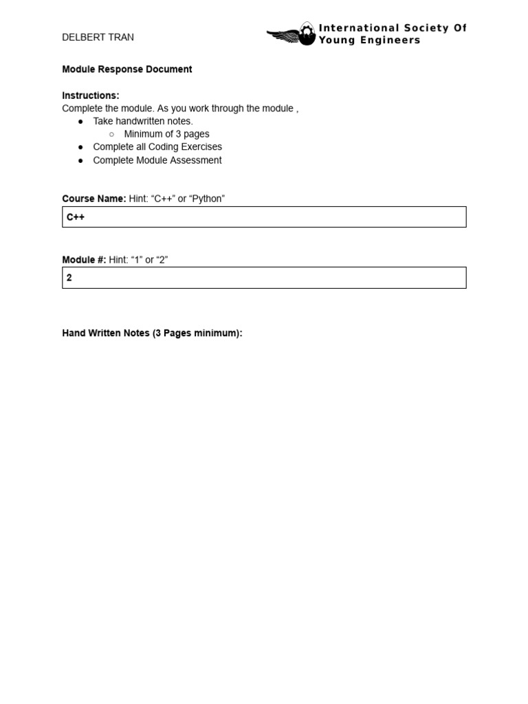 Delbert Tran_ Programming_ Module 2 Response Document | PDF