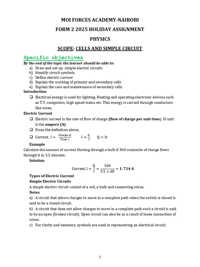 Physics F2 2025 Assignment | PDF | Voltage | Electric Current
