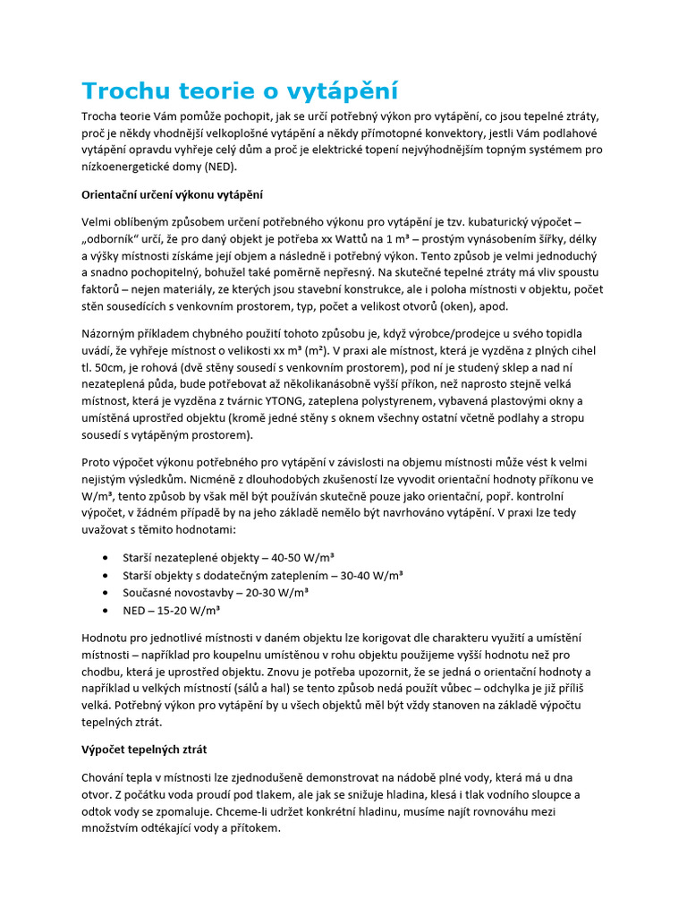 01 CZ Trochu Teorie o Vytapeni | PDF